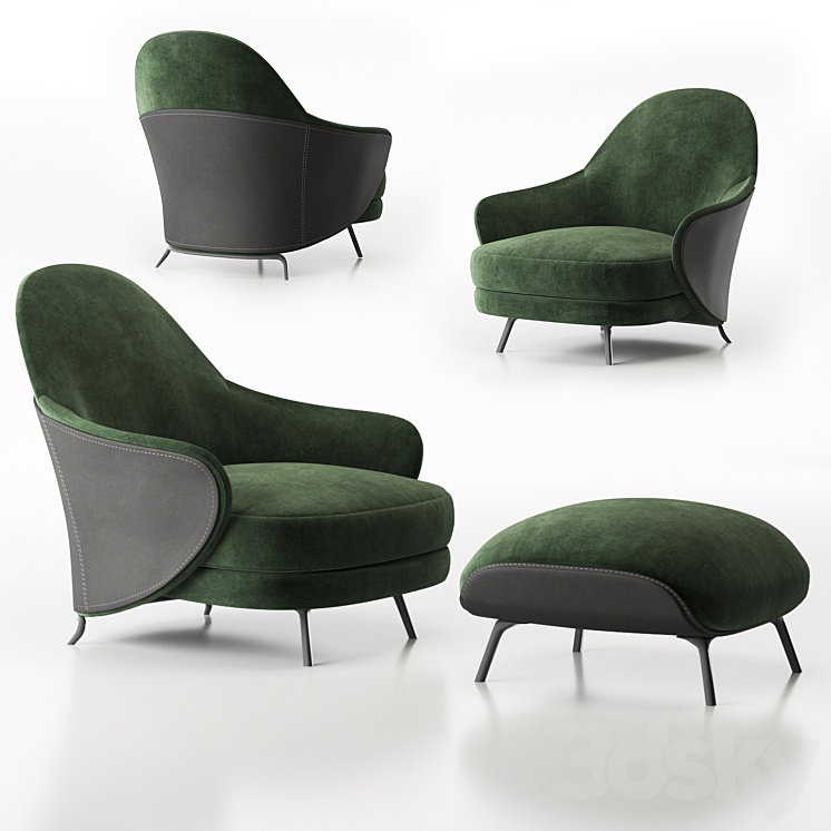 Armchair minotti angie - Arm chair - 3D model