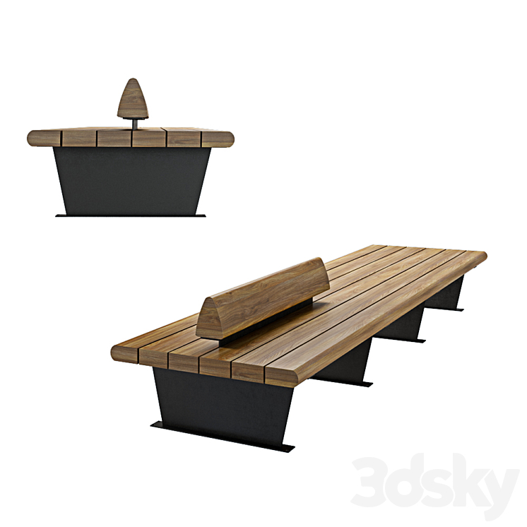 Canape bench 3D Model - 3DSKY Decor Helper