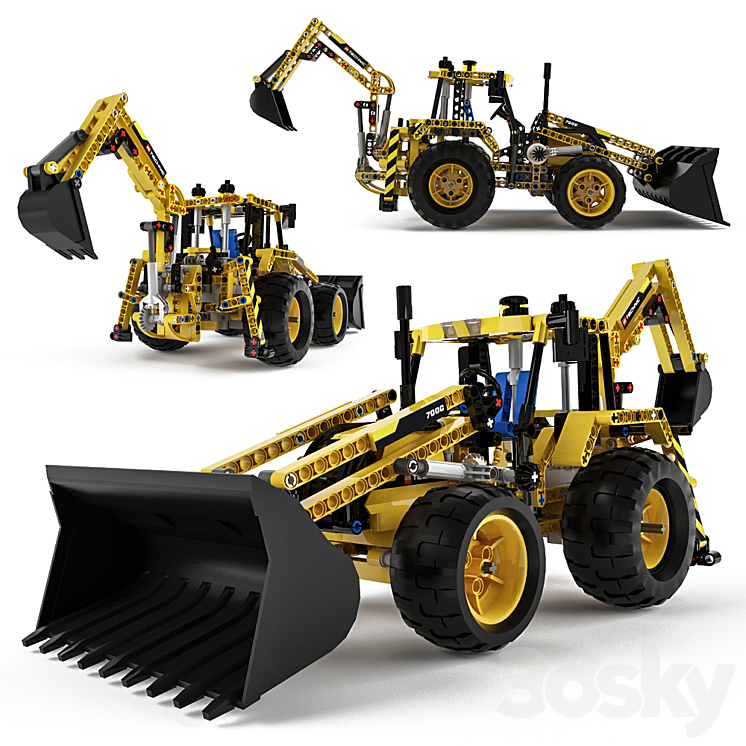 [3DSKY] Lego Technic Backhoe Loader 3D Model | NEW UPDATE 2023