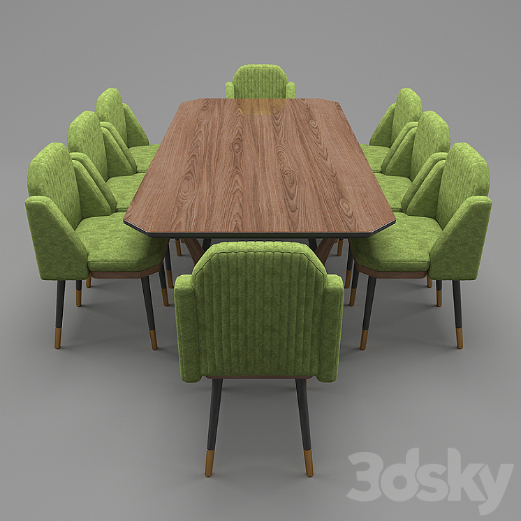 Soft dining table HQ - Table + Chair - 3D model