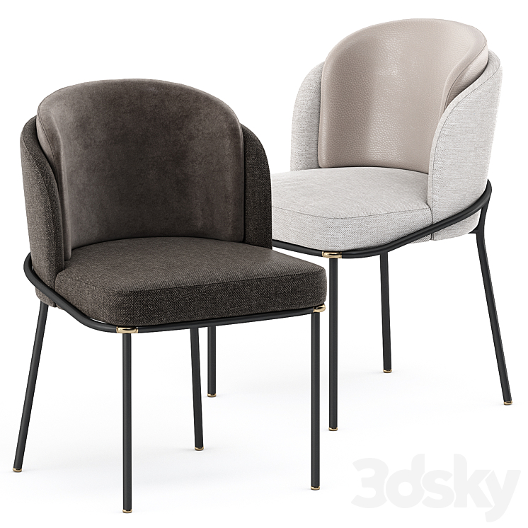 FIL NOIR chair and LOU Dining Table by Minotti - Table + Chair - 3D model