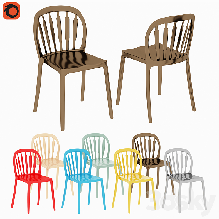 Chiseled side chair - Chair - 3D model