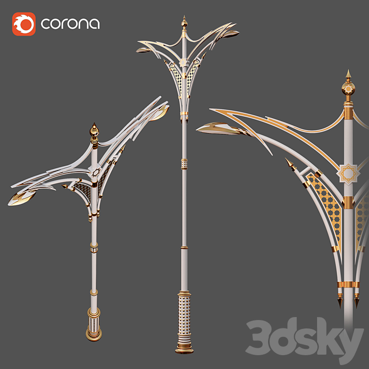 Street lamp pattern detailed - Street lighting - 3D model