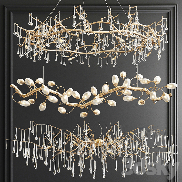Serip Lotus Bijout Chandelier - 3 types - Pendant light - 3D model