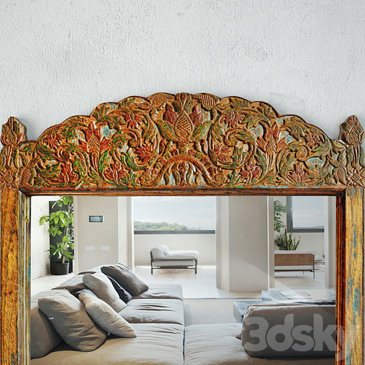 Antique Balinese Carved Mirror - Mirror - 3D model
