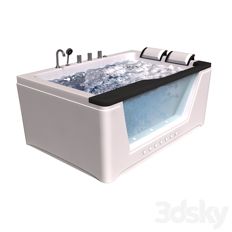 Jacuzzi with foam, bubbling water and lighting - Bathtub - 3D model