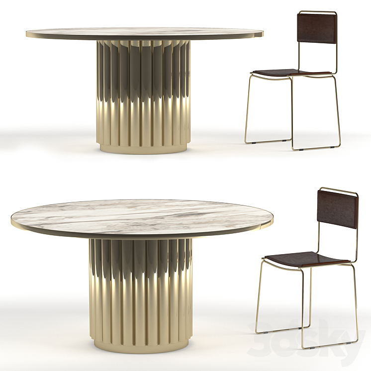 Cyber Dining Table and Chair - Table + Chair - 3D model