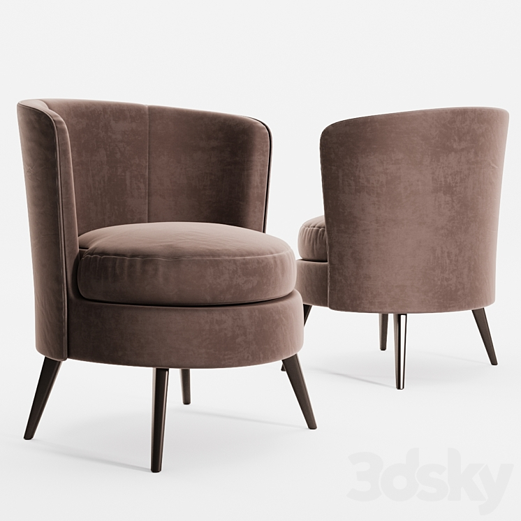 Clanbay round gray velvet plush armchair - Arm chair - 3D model
