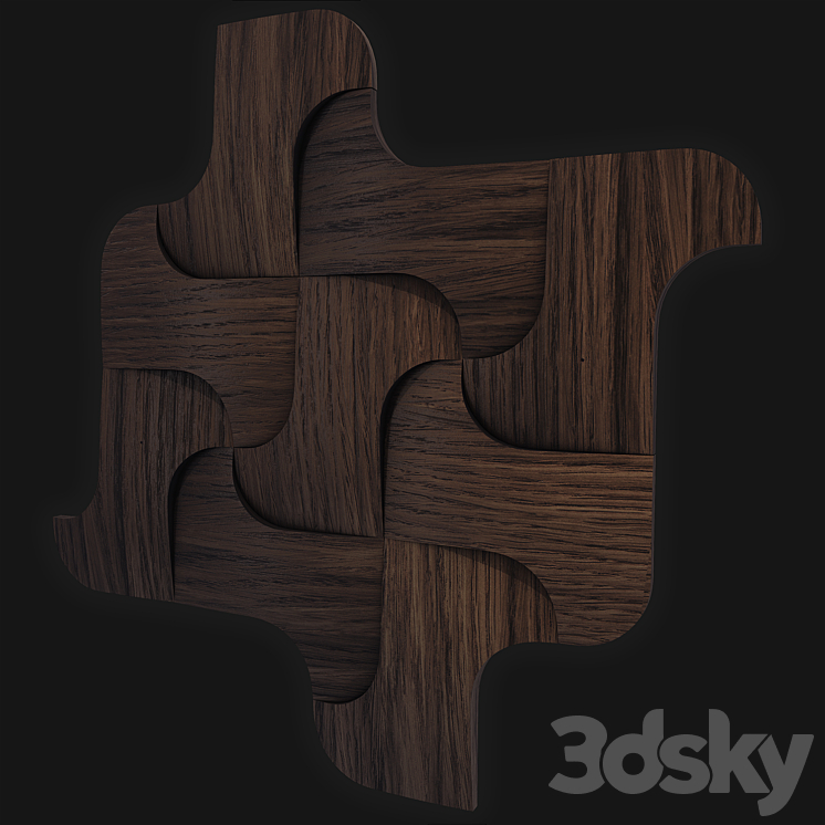 Modular wooden 3D Wall Cladding - 3D panel - 3D model