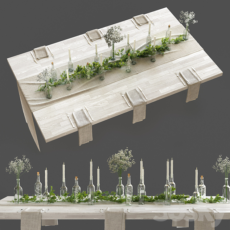 [3DSKY] Bohemian Table Setting - 01 3D Model | NEW UPDATE 2023