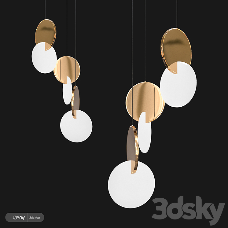 ECLIPSE CHANDELIER POLISHED GOLD - Pendant light - 3D model