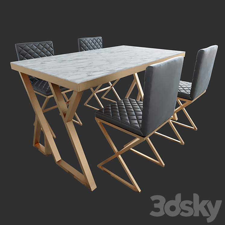 table and chair 05 - Table + Chair - 3D model