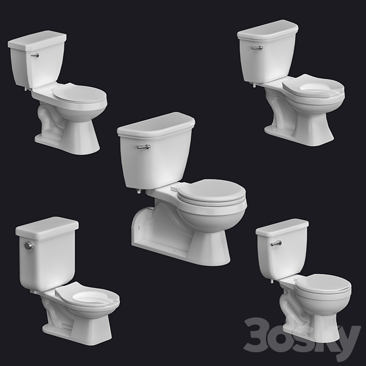 [3DSKY] Proflo Toilet Bowl And Flash Tank 3D Model | NEW UPDATE 2023