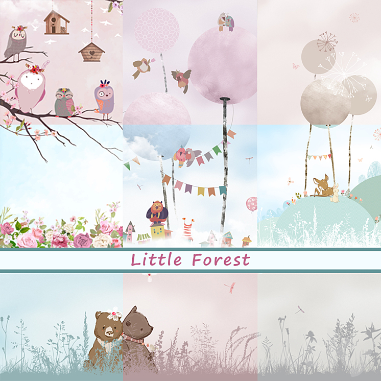 Designer Wallpaper Little Forest - Wall covering - 3D model