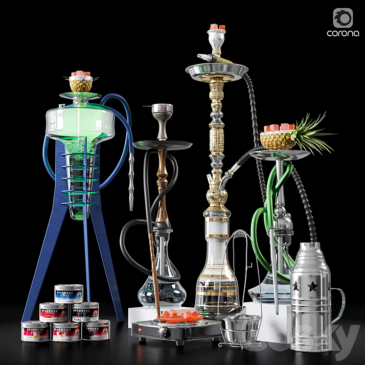[3DSKY] Hookah Set 3D Model | NEW UPDATE 2023