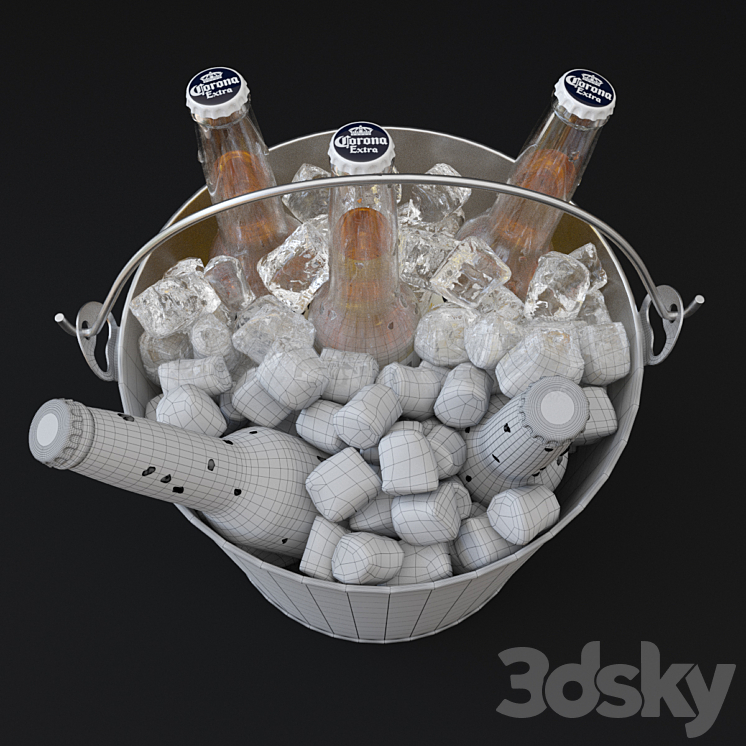 [3DSKY] Beer Bucket Corona Extra Beer 3D Model | NEW UPDATE 2023