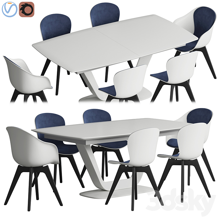 Alicante table Adelaide chair Boconcept - Table + Chair - 3D model