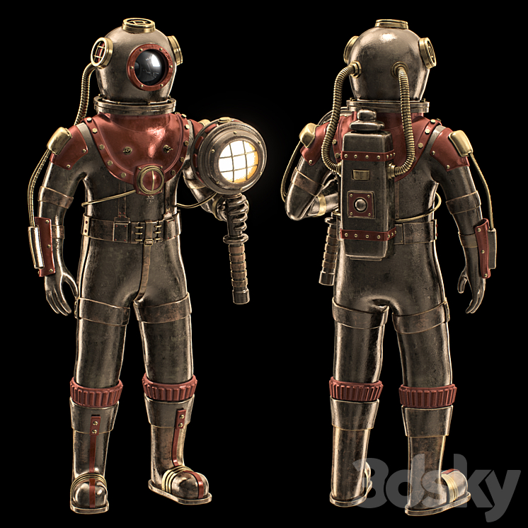 Steampunk diver - Sculpture - 3D model