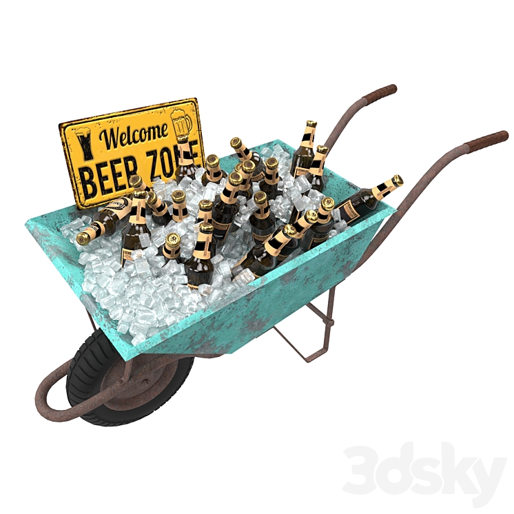 Wheelbarrow with beer - Miscellaneous - 3D model