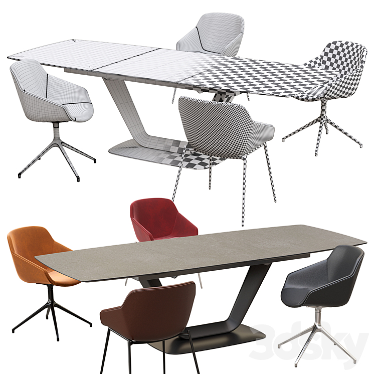 Boconcept - Alicante Table-Vienna chair set - Table + Chair - 3D model