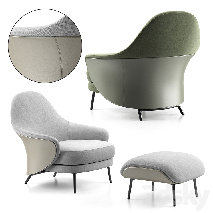 Minotti angie - Arm chair - 3D model