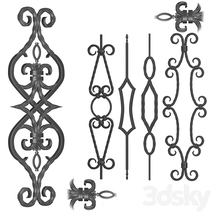 Wrought iron panel No.07 - Urban environment - 3D model