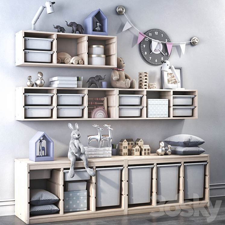 [3DSKY] Ikea Trofast Set 3D Model | NEW UPDATE 2023