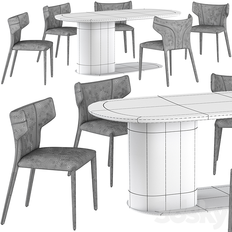 Dining table Natuzzi Ombra and chair Natuzzi Pi Greco - Table + Chair ...