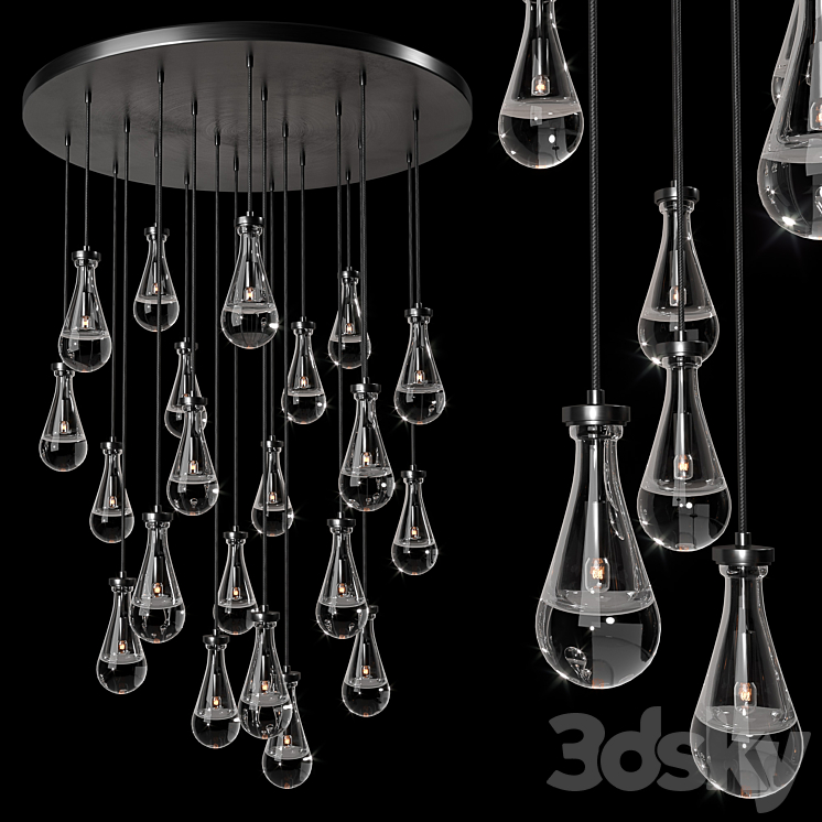 RH Rain Round Chandelier 47 - Pendant light - 3D model