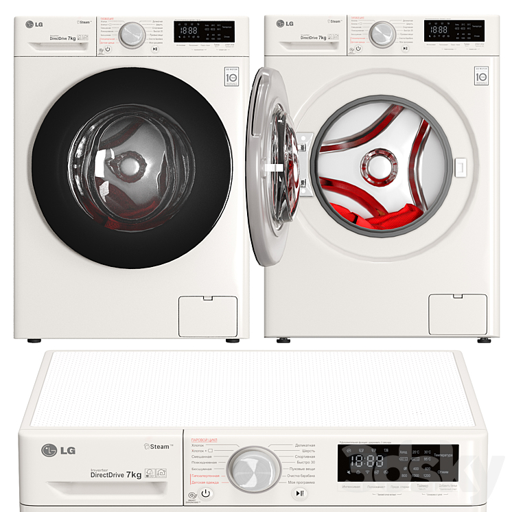 Washing machine LG F2V5HS0W - Household appliance - 3D model