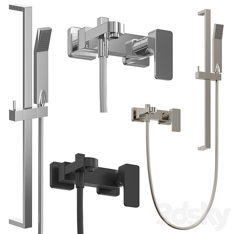 Single lever bath mixer with shower set Cisal Cubic - Faucet - 3D model