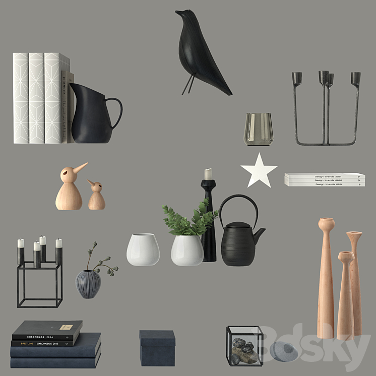 [3DSKY] Decor Set Shelves Five 3D Model | NEW UPDATE 2023