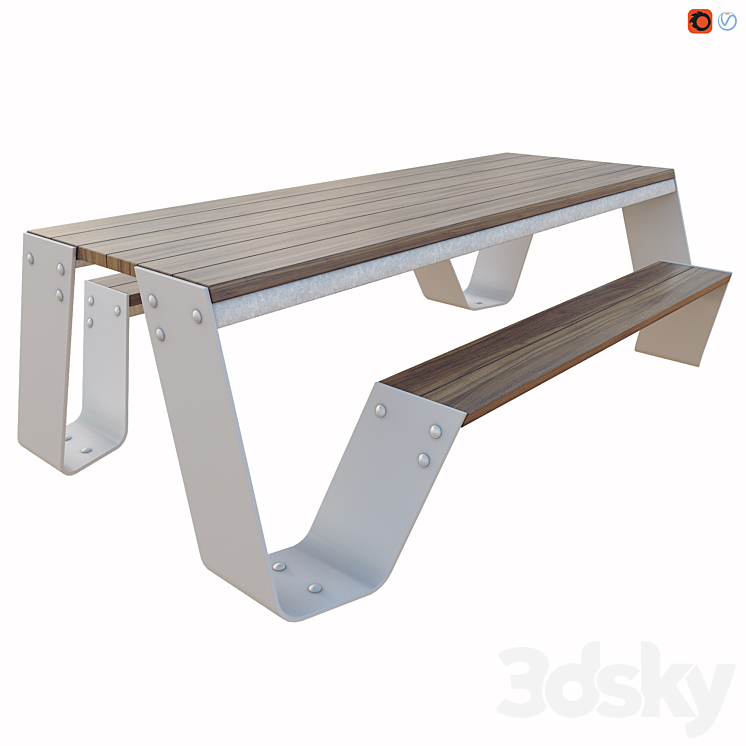 Hopper Picnic Table by Extremis 3D Model - 3DSKY Decor Helper