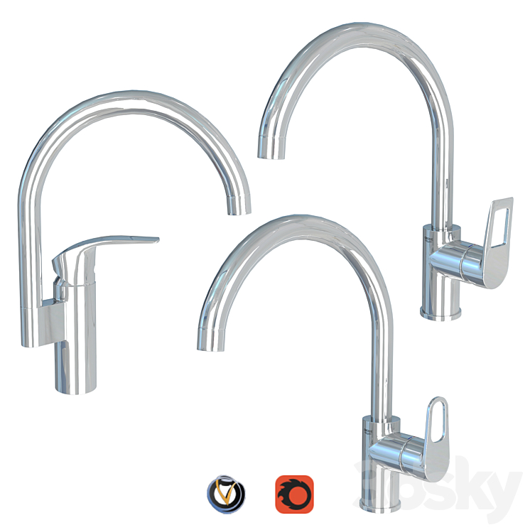 Grohe kitchen faucets (BauFlow, BauLoop, Eurosmart) - Faucet - 3D model
