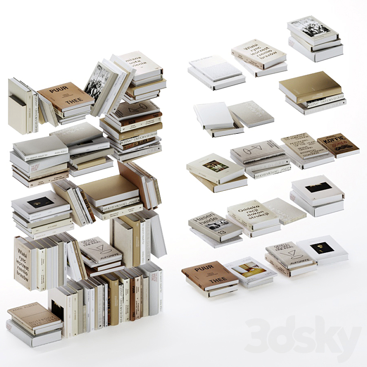 [3DSKY] Set Of Beige And White Design And Art Books Vol3 3D Model | NEW ...