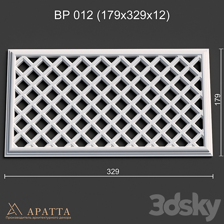 Ventilation plaster grill BP 012 (179x329x12) - Decorative plaster - 3D ...