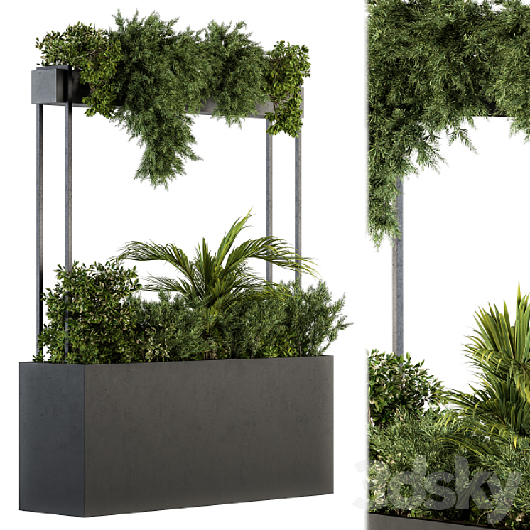indoor Plant Set 214 - Plant Box Stand - Indoor - 3D model