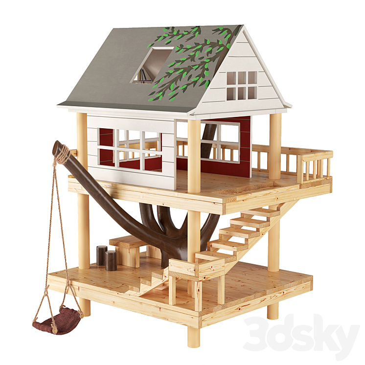 Crate and Barrel Treehouse Play Set - Toy - 3D model