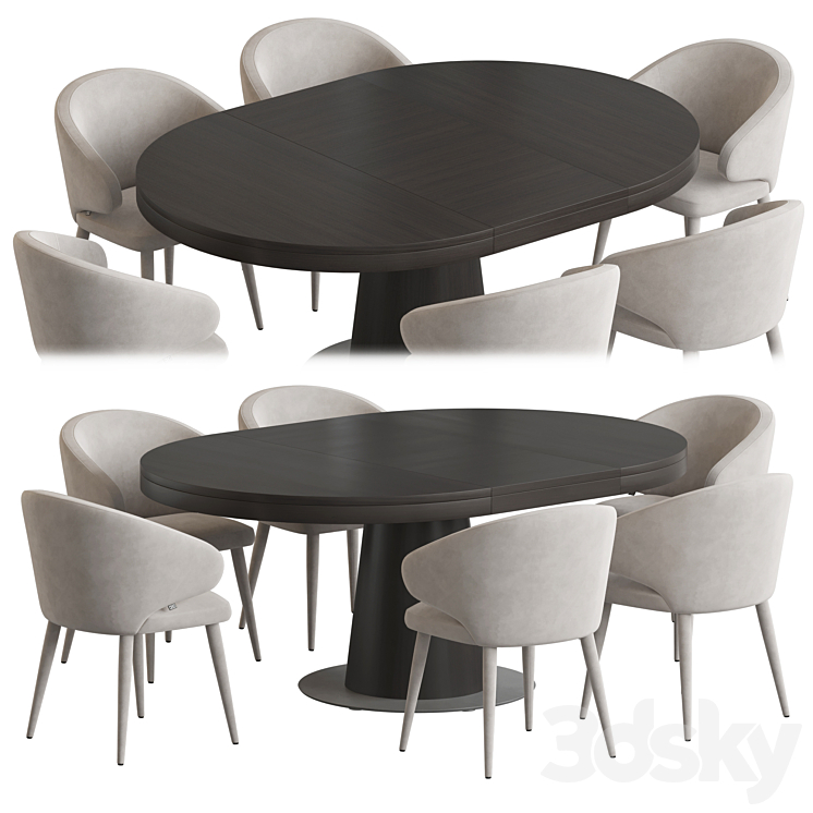 Granada table Cardinale chair BoConcept - Table + Chair - 3D model