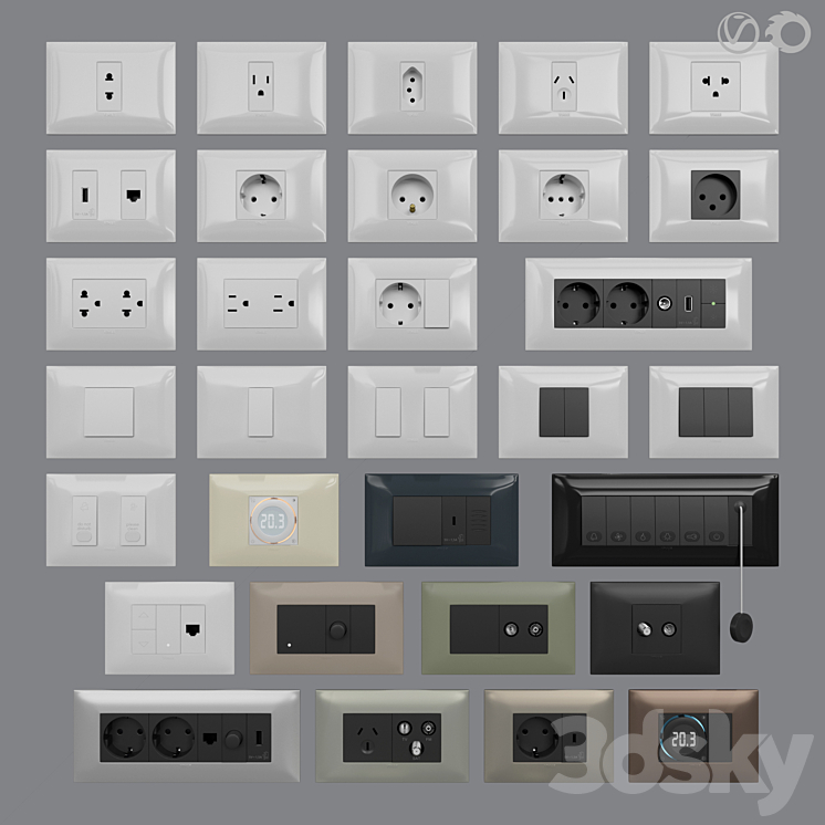 Sockets and switches Vimar Neve Up (IT/US standard cover plates) 3D ...