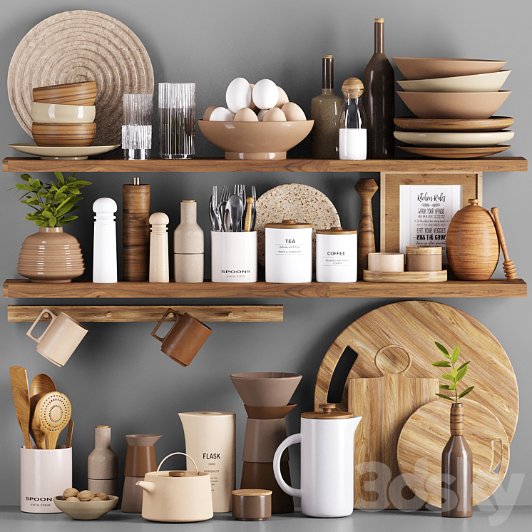 [3DSKY] Kitchen Accessories 3D Model | NEW UPDATE 2023