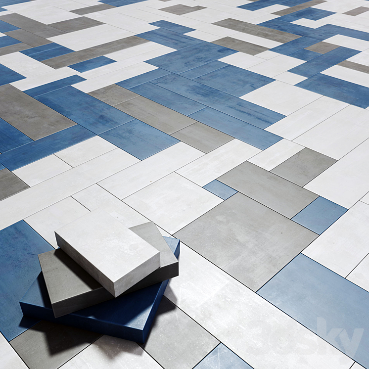 Paving rectangle long tile n2 - Paving - 3D model