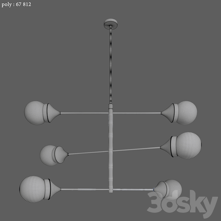 Everett Mobile Linear Glass Chandelier - Pendant light - 3D model