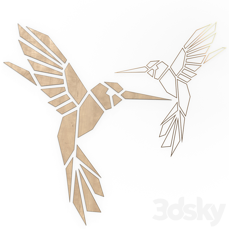 Wall Art Geometric Hummingbird - Other decorative objects - 3D model
