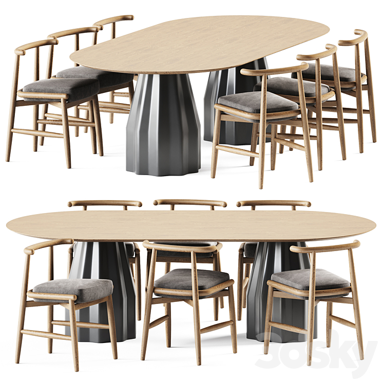 Wooden Burin Table by Viccarbe and Chair Emilia by Meridiani - Table ...