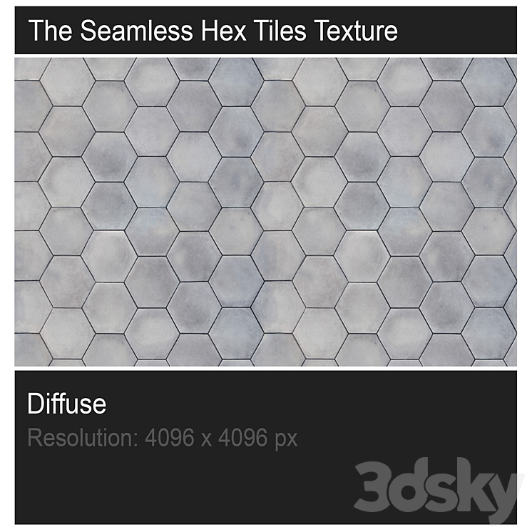 The seamless hex tiles texture - Tile - 3D model