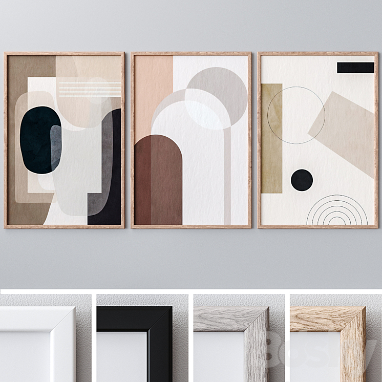 Set of large wall paintings 1567 - Frame - 3D model