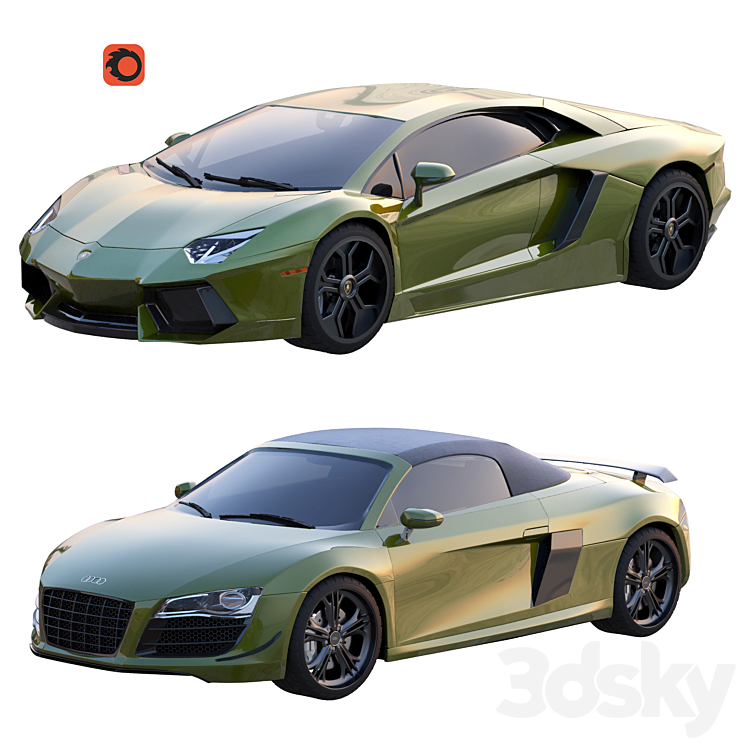 aud r8 & Lamborghini Aventador - Transport - 3D model