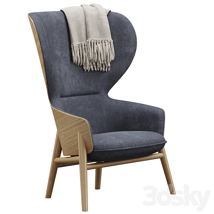 Hygge High Back Oak Chair - Arm chair - 3D model