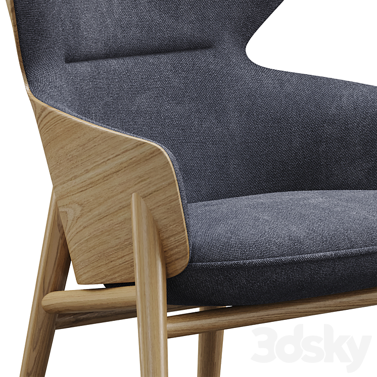 Hygge High Back Oak Chair - Arm chair - 3D model